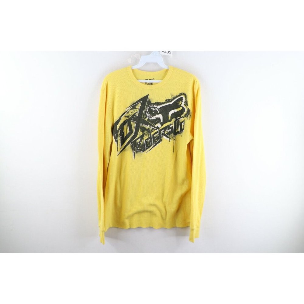 Vintage Fox Racing Large Spell Out Distressed Thermal… - Gem